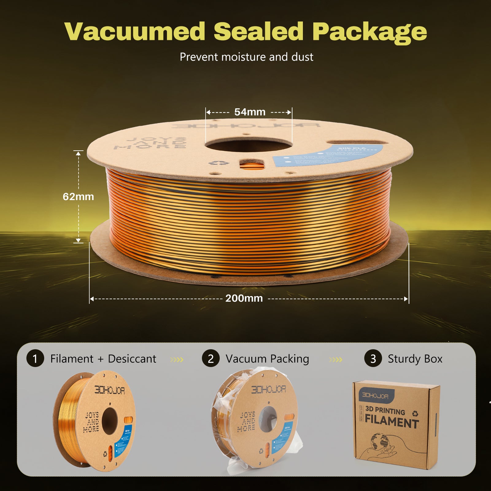 3DHoJor Silk Dual/Tri Color PLA - 3D Filament 1.75mm 1KG