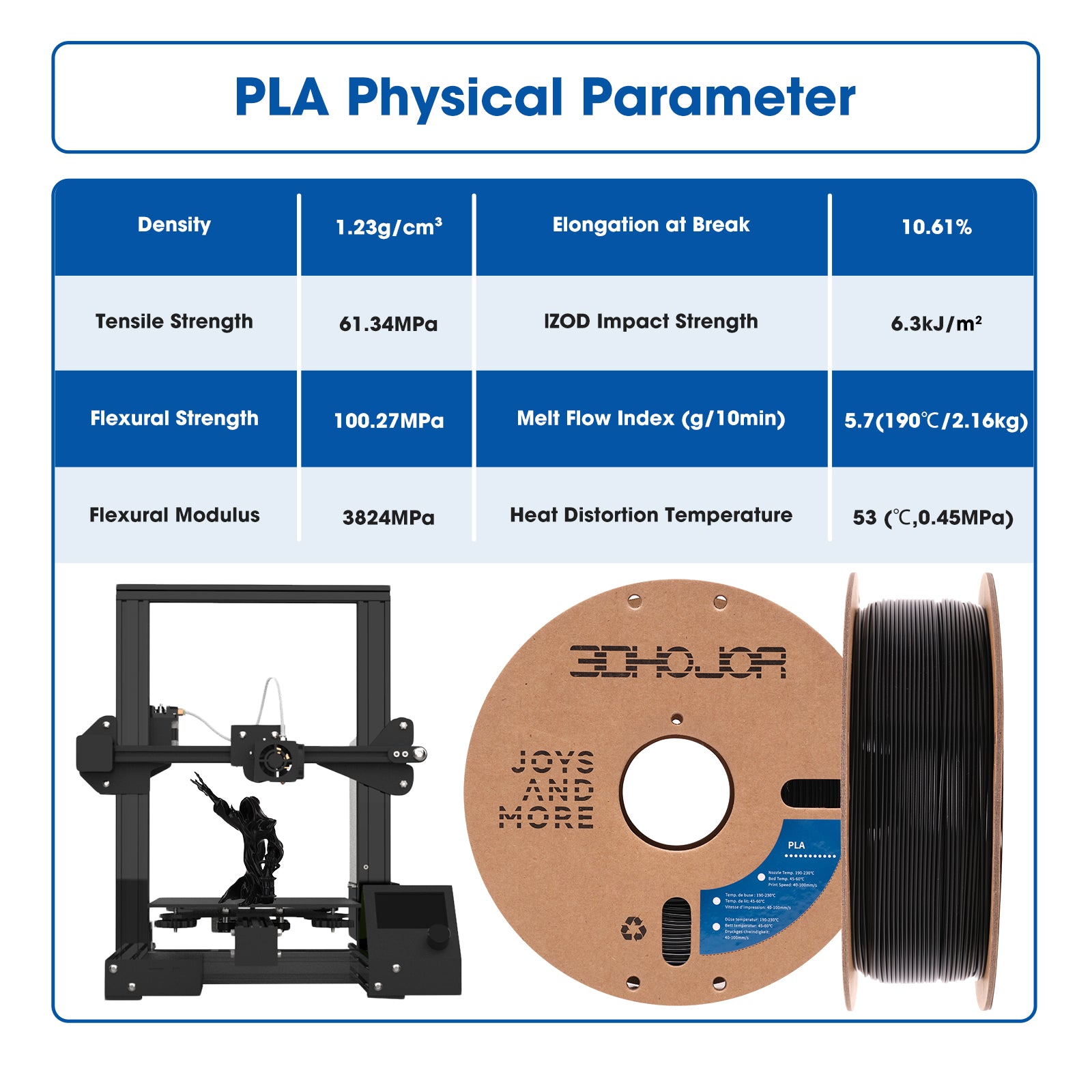 3DHoJor PLA Lite Filament - 3D Filament 1.75mm 1KG